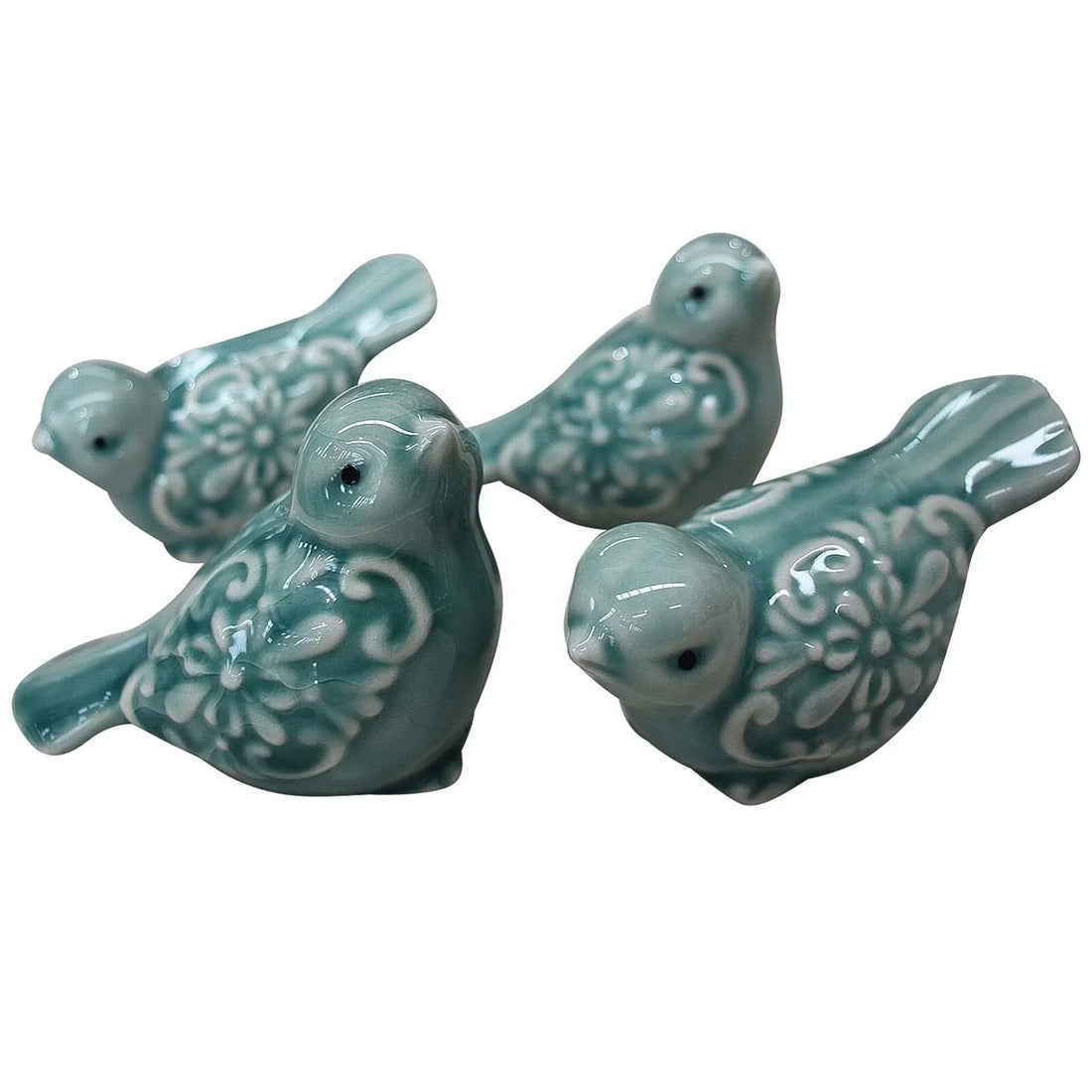 Elevate Your Space With Stunning Ceramic Birds Teal Set-4 – Final Touch ...