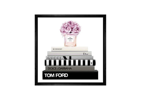 Fashion Books with Chanel Perfume | Fashion Canvas Wall Art Print